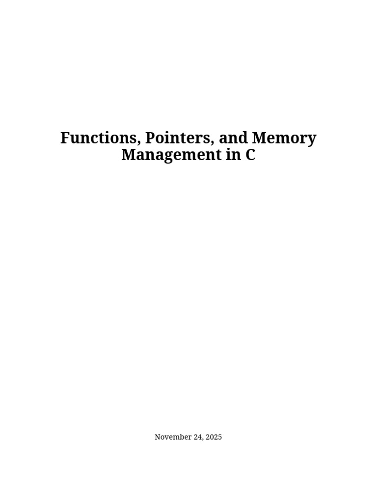 C Functions, Pointers, and Memory Management | PDF | Pointer (Computer ...