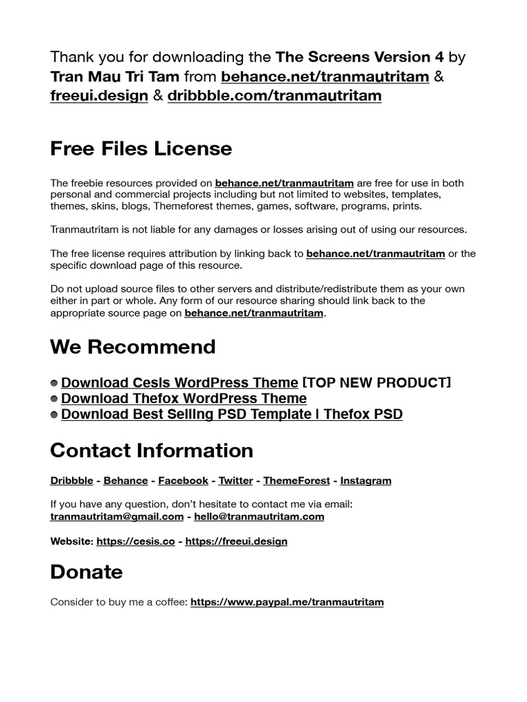 Free License - Please Read - Tran Mau Tri Tam | PDF