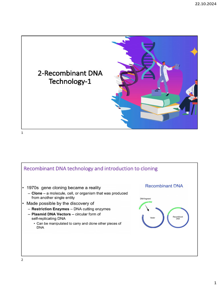 Recombinant DNA Technology Overview | PDF | Plasmid | Molecular Cloning