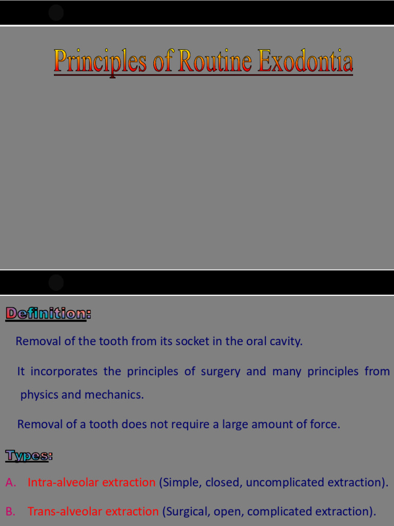 Routine Exodontia Principles Explained | PDF | Dental Anatomy | Human Tooth