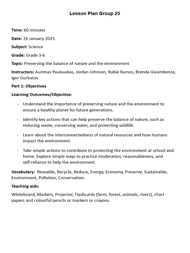 Worksheet 2 DAY 2 Form-Lesson Plan OLE Group 25 | PDF | Recycling | Nature
