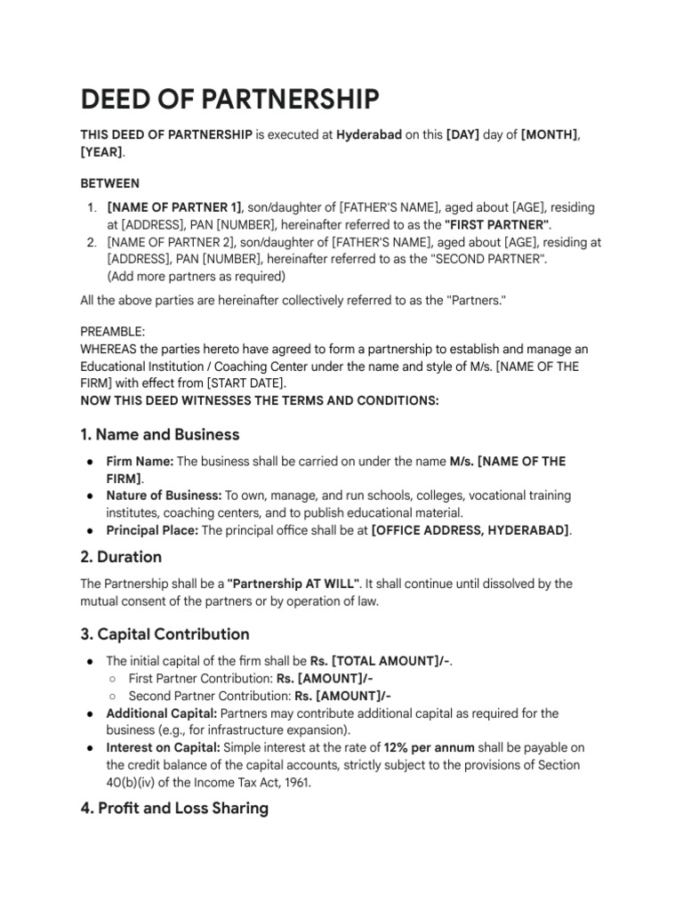 Deed of Partnership | PDF | Interest | Banks