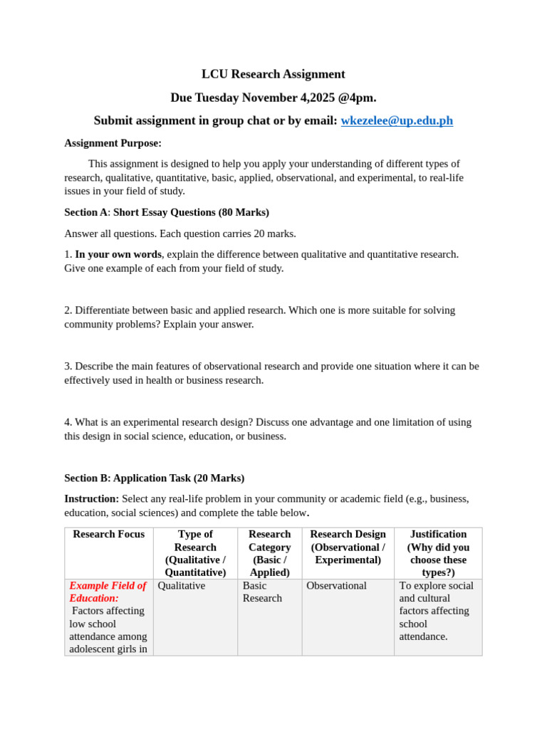 LCU Research Assignment | PDF