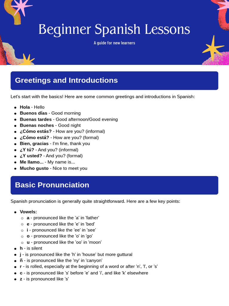 Beginner Spanish Lessons 20250523 173443 0000 | PDF | Phonetics ...