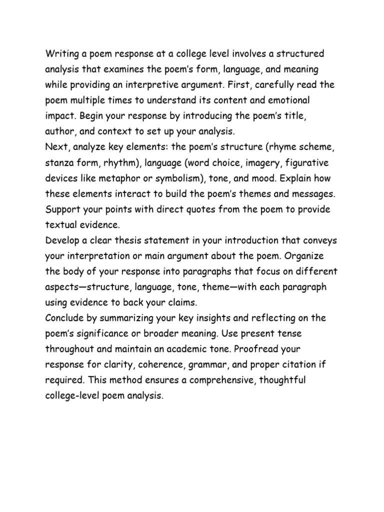 How To Write A Poem Response at College Level | PDF
