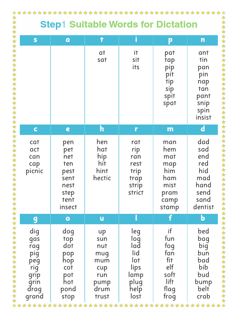 Step 1 Dictation Words Color Print Letters | PDF