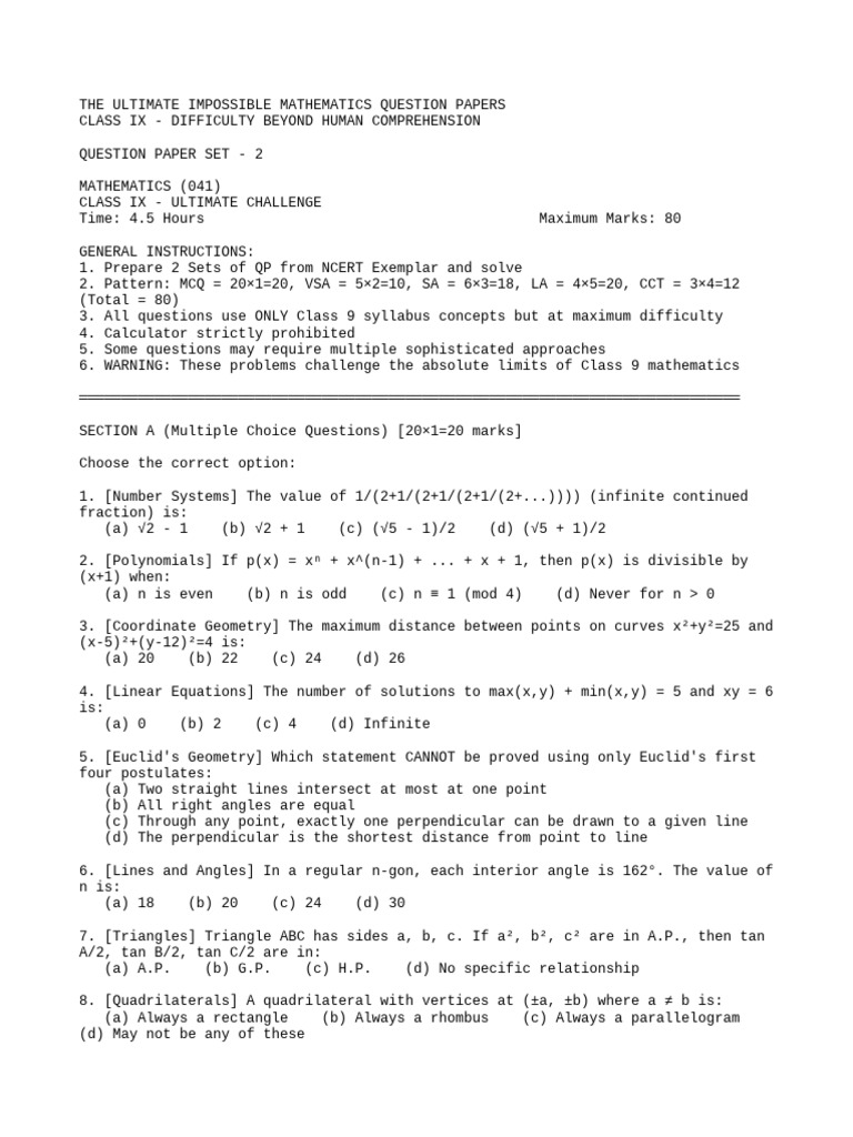 Question Paper Set 2 Complete | PDF | Area | Line (Geometry)