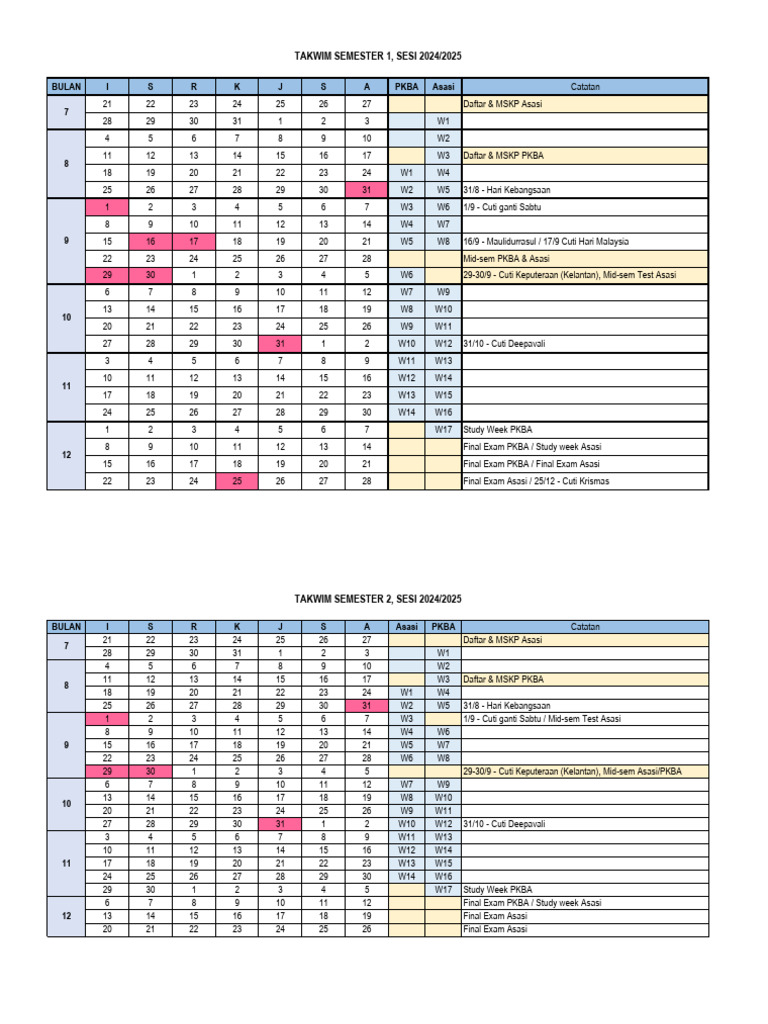 Takwim UMEC Bachok 2024 | PDF