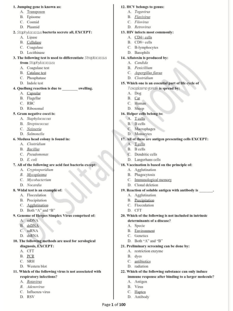 Microbiology MCQ PDF | PDF