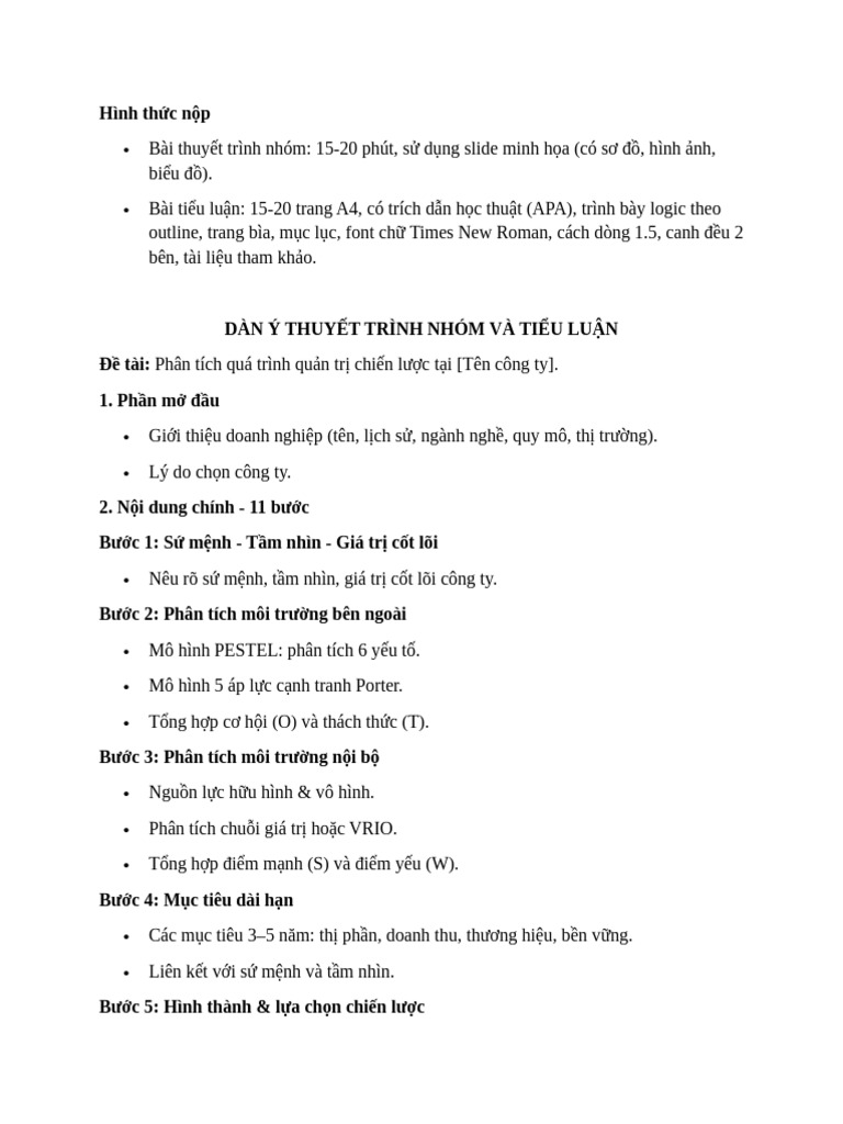 SEB - QTCL - Outline Bài Cuối Kì | PDF