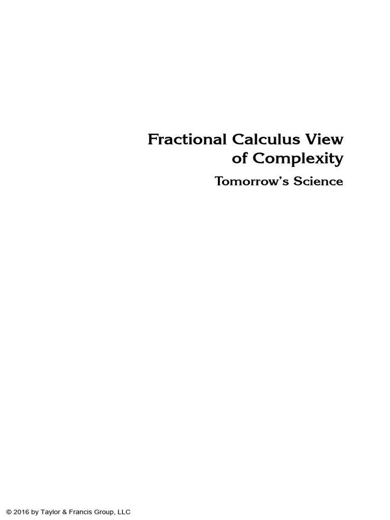 West, Bruce J - Fractional Calculus View of Complexity - Tomorrow's ...
