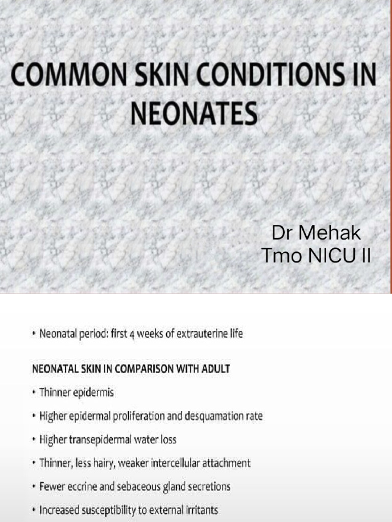 Common Skin Conditions in Neonates | PDF