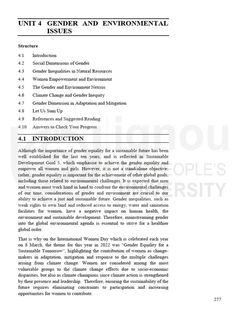 Unit-4 Ge Gender and Environment | PDF | Sustainability | Climate Change