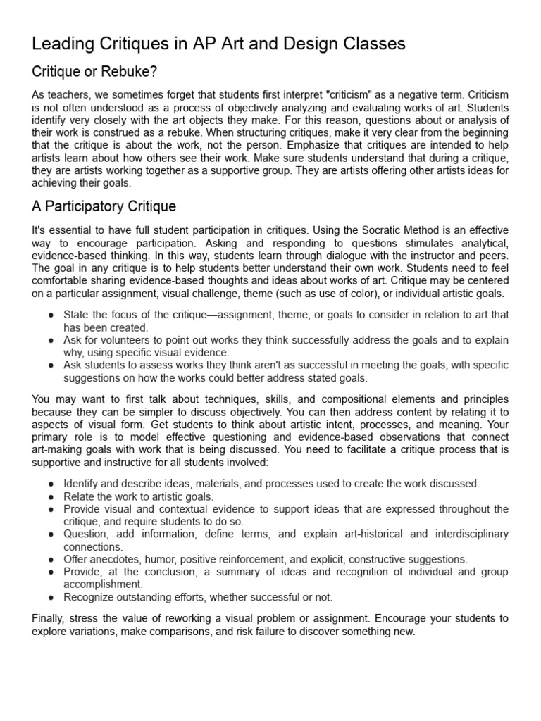 AP's notes about critiquing in class | PDF | Thought | Psychology