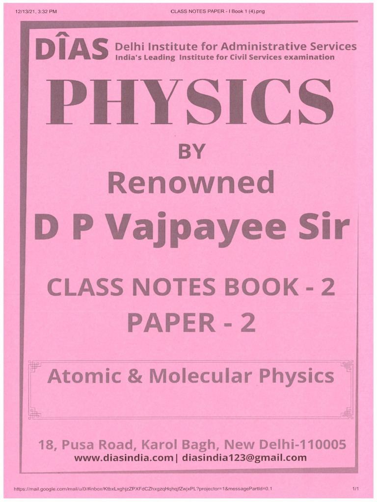 Atomic & Molecular Notes Dias | PDF