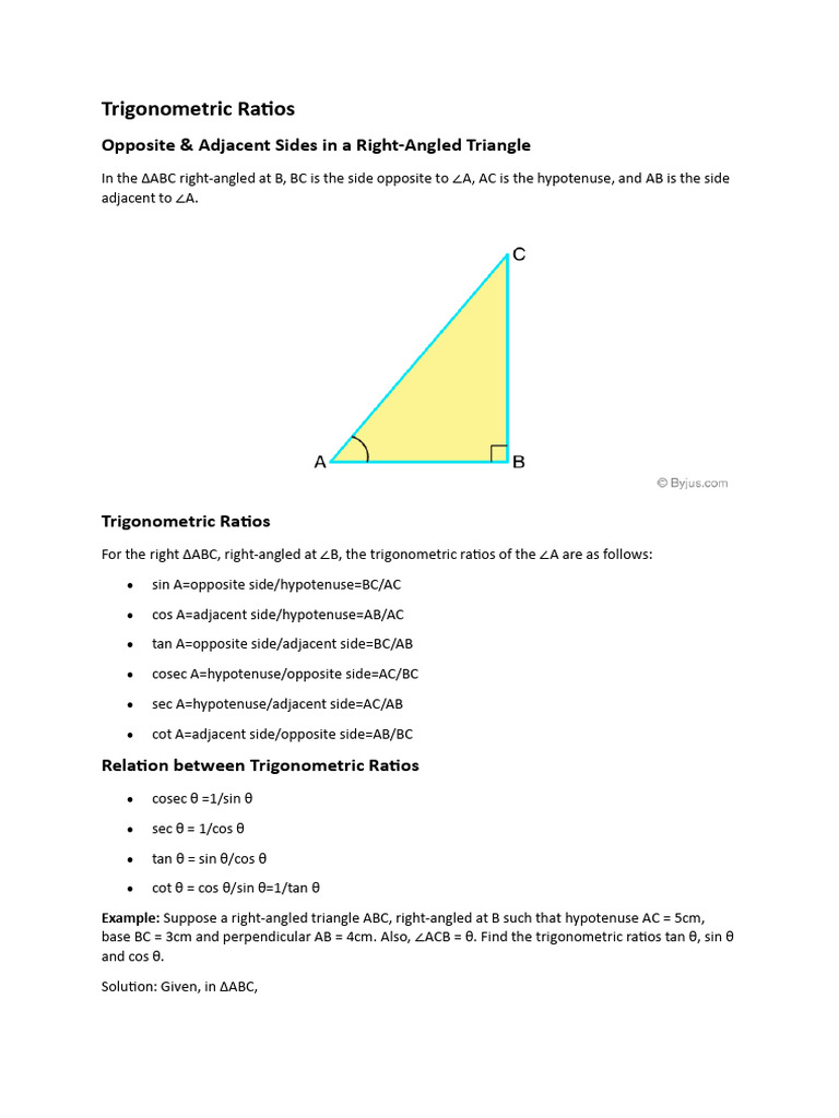 Trigonometric Ratios | PDF | Trigonometry | Trigonometric Functions