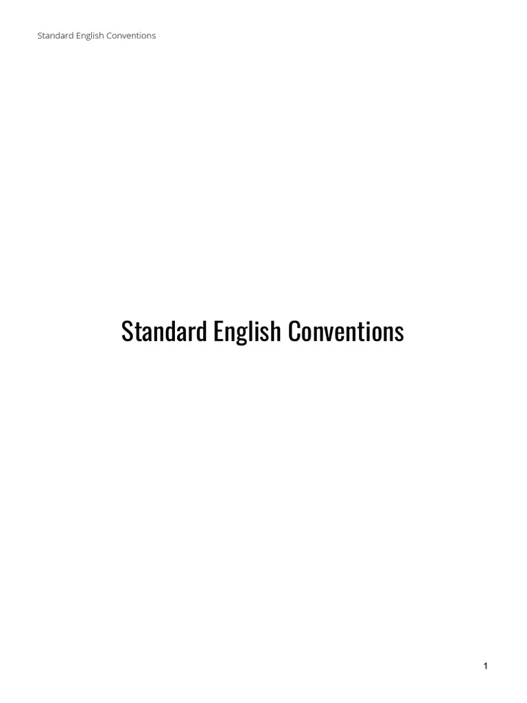 Standard English Conventions | PDF