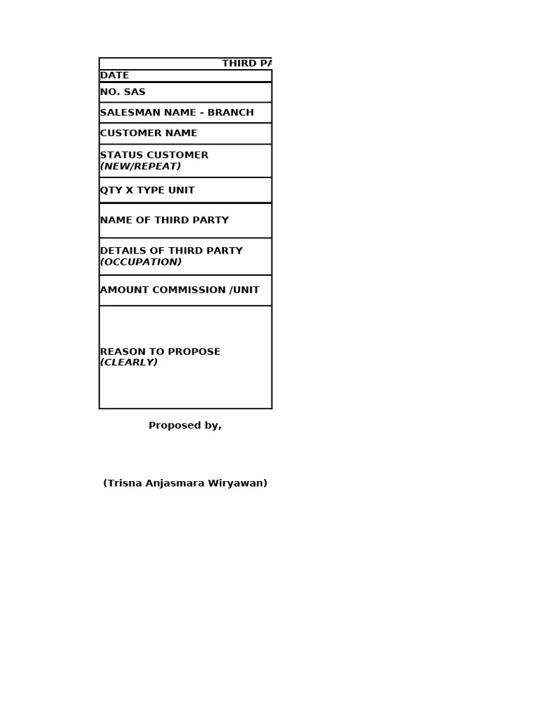 Form Propose Third Party Commission KPK | PDF