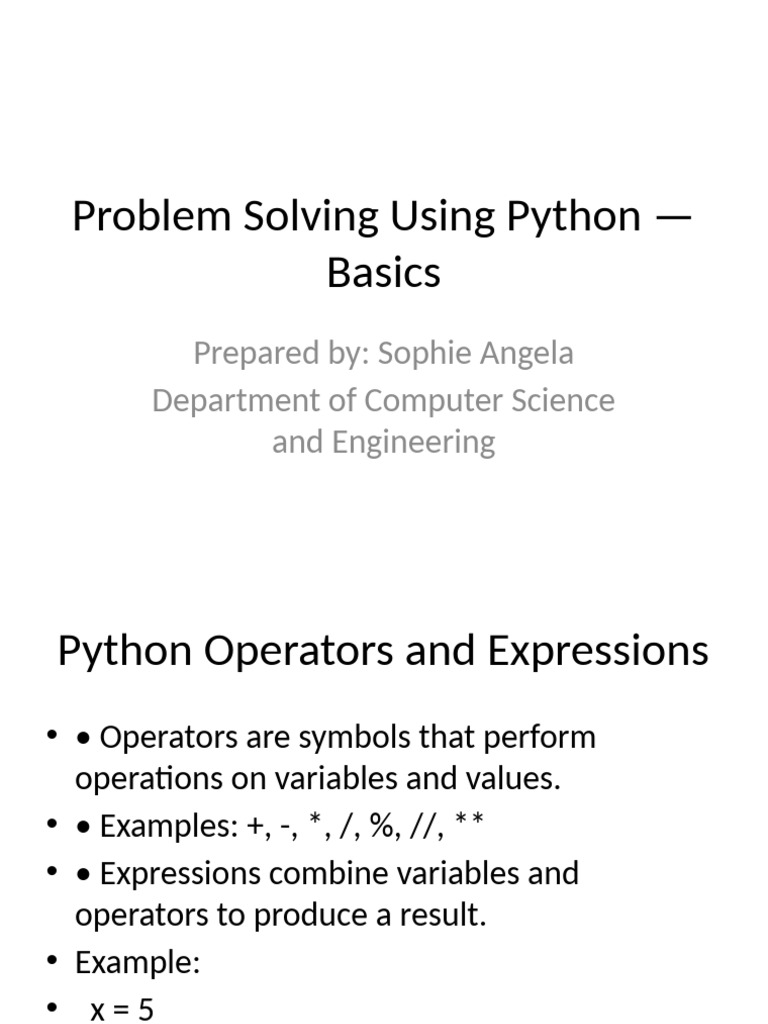 Problem Solving Using Python Basics | PDF | Multiplication | Computer Programming