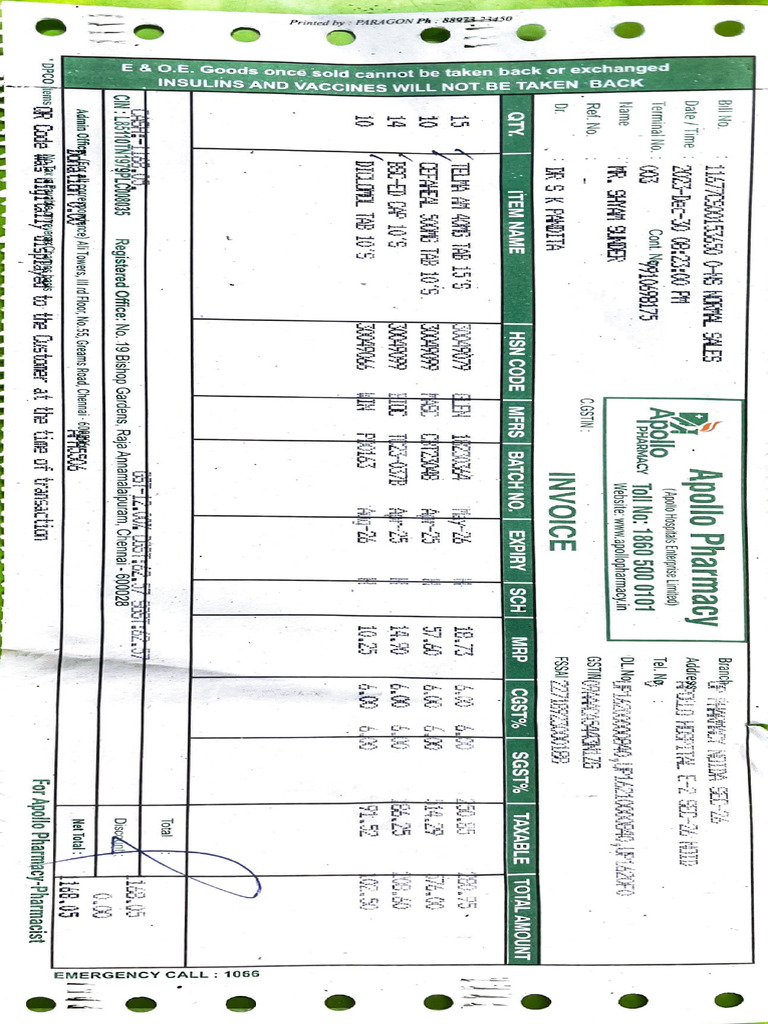 Medicine Bill | PDF