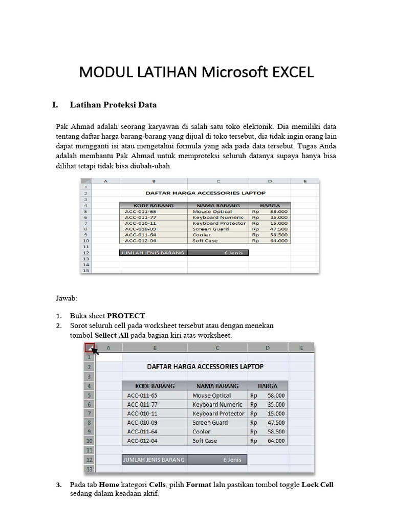 Modul Latihan Microsoft Excel Lengkap | PDF