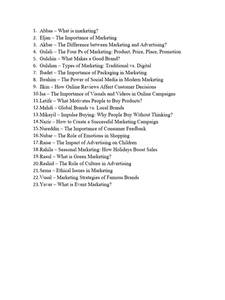 Marketing Topics | PDF