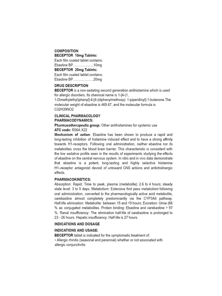 Beceptor Tablets (1) | PDF | Dose (Biochemistry) | Chemistry