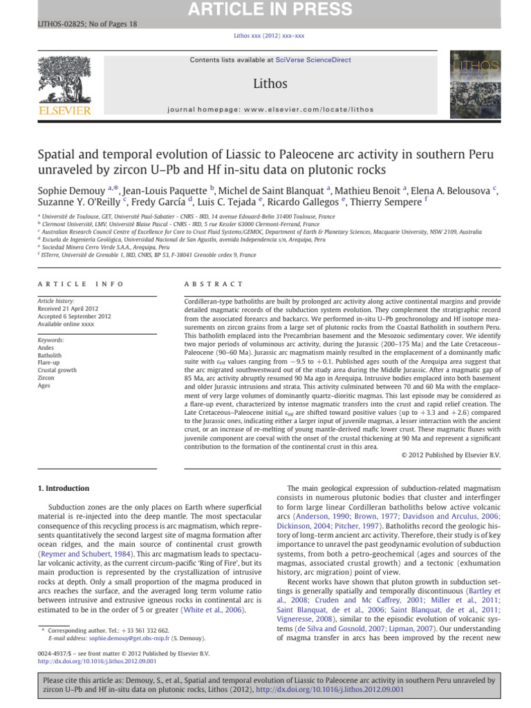 Demouy Et Al 1012 Plutonic Rock Southern Peru | PDF | Igneous Rock ...