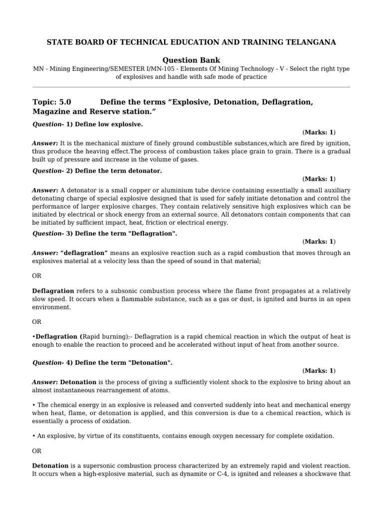 Question_list_MN - Mining Engineering_SEMESTER I_MN-105 - Elements of ...
