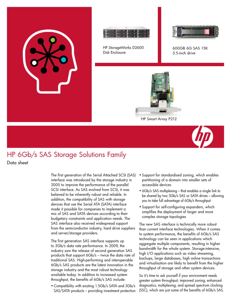 HP 6Gb/s SAS Storage Solutions Family: Data Sheet | PDF | Hard Disk ...