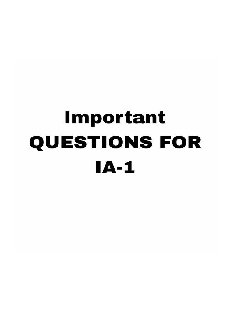 Important Questions IA-1 | PDF