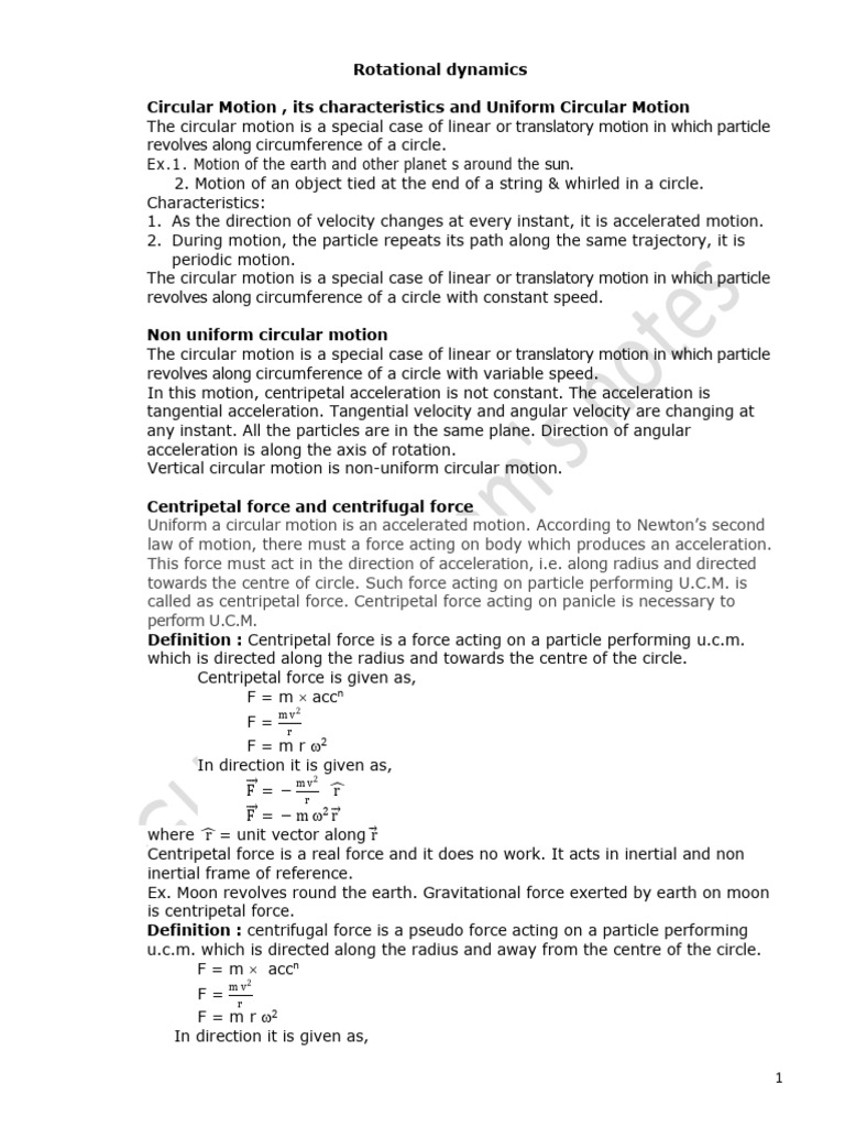 Circular Motion: Dynamics and Forces | PDF | Rotation Around A Fixed ...