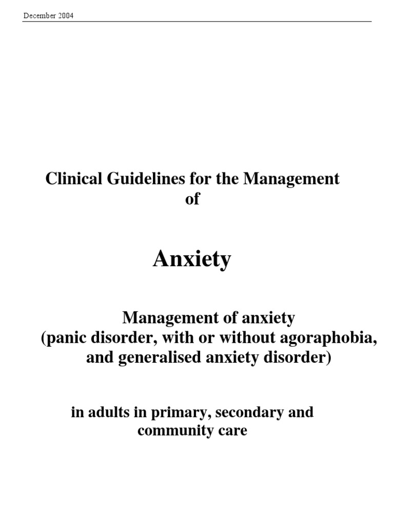 Anxiety: Clinical Guidelines For The Management of | PDF | Generalized ...