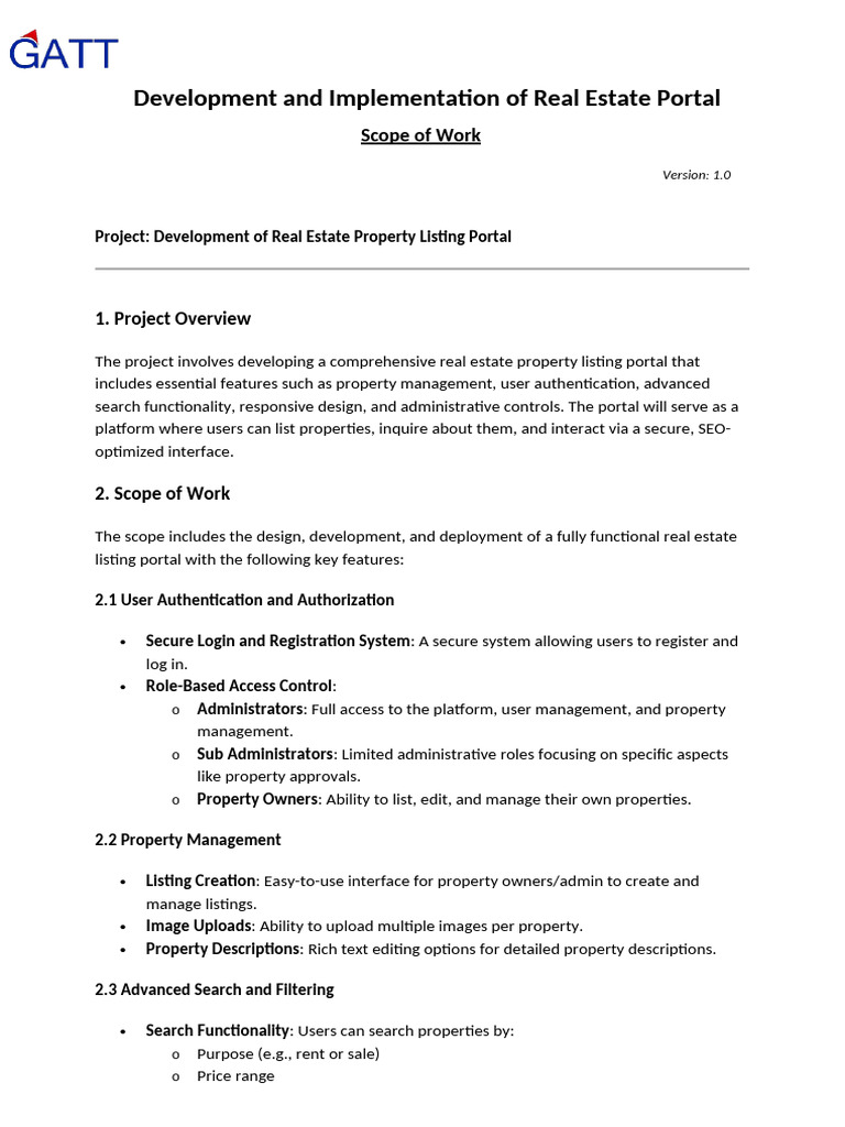 SOW For Real-Estate Portal | PDF | Search Engine Optimization ...