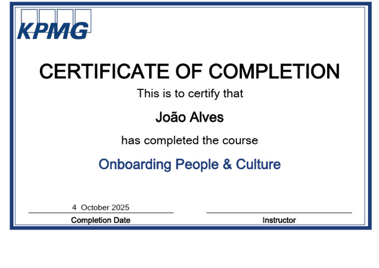 CertificateOfCompletion - Onboarding People & Culture | PDF