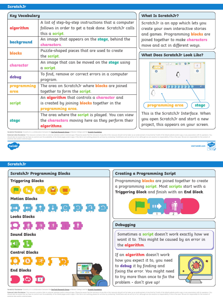 T I 1675273249 Scratchjr Knowledge Organiser Ver 5 | PDF | Computer Programming | Computing