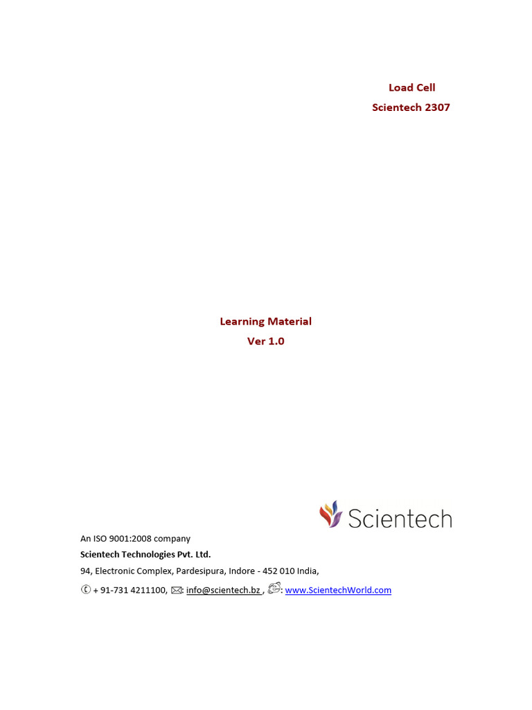 Scientech 2307 Load Cell Guide | PDF | Weighing Scale | Quantity