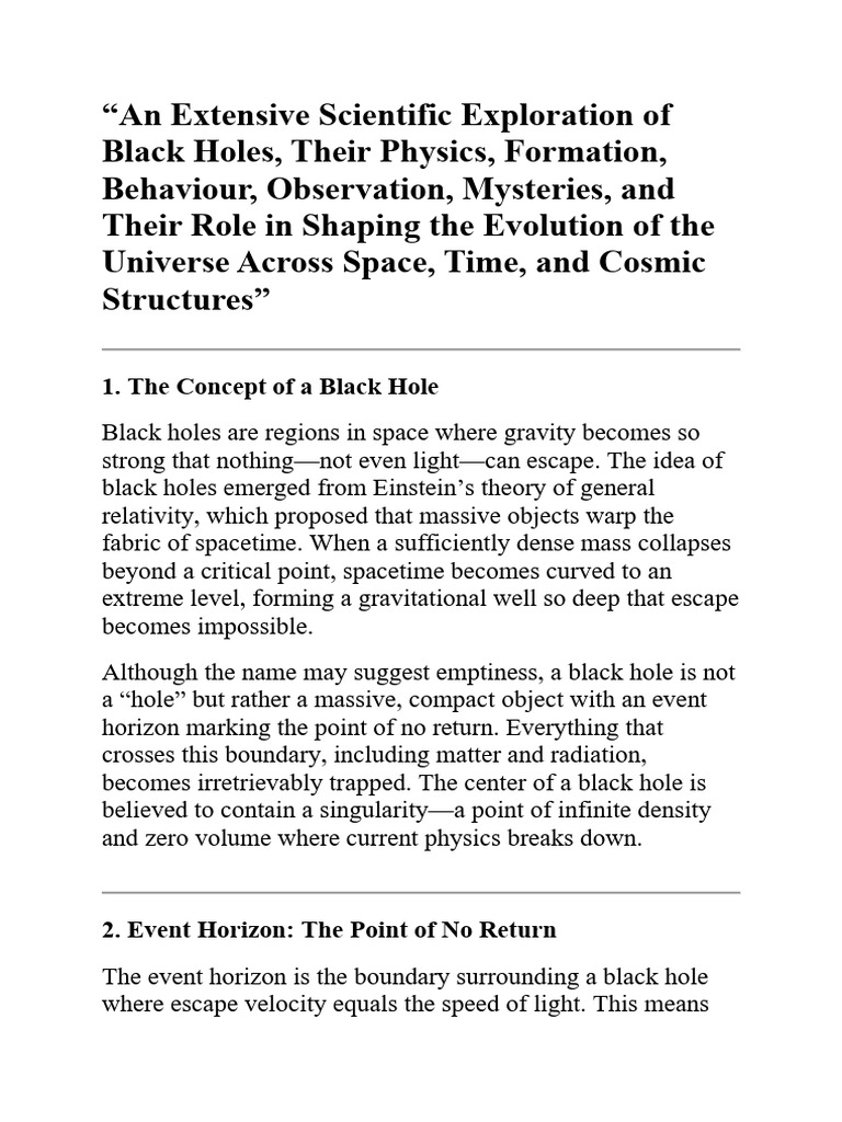 Understanding Black Holes: Physics & Mysteries | PDF | Black Hole ...