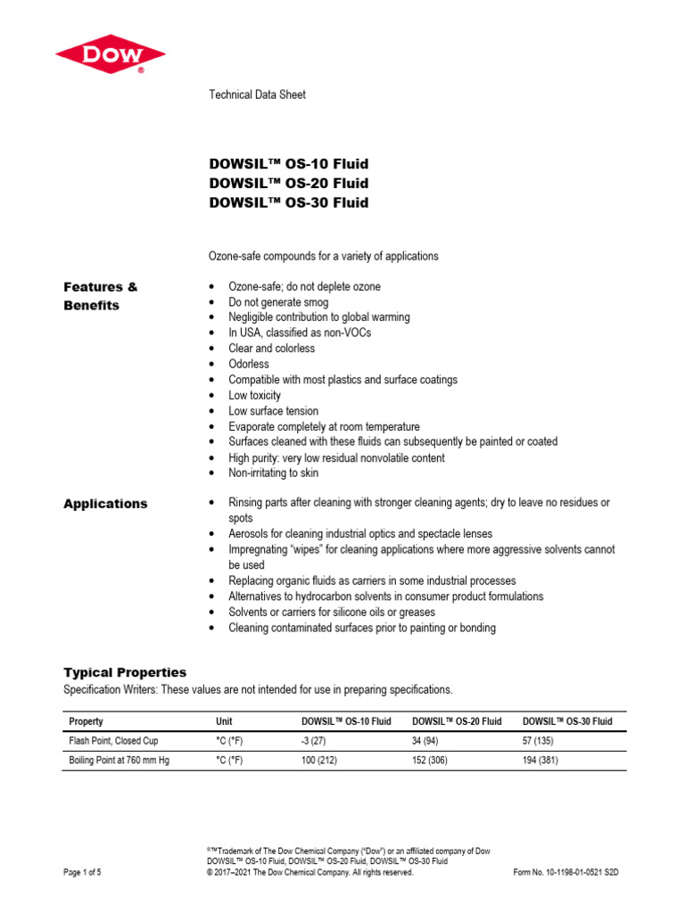 Ozone-Safe DOWSIL™ OS Fluids Overview | PDF | Fires | Materials