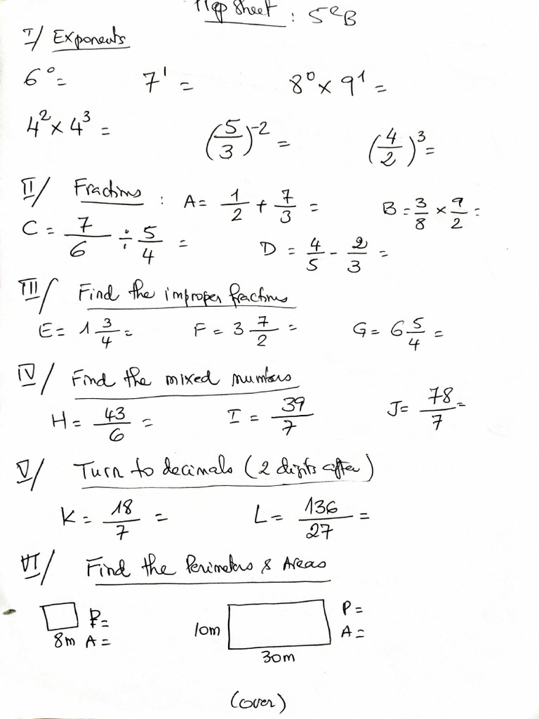 Prep Sheets 5eB | PDF