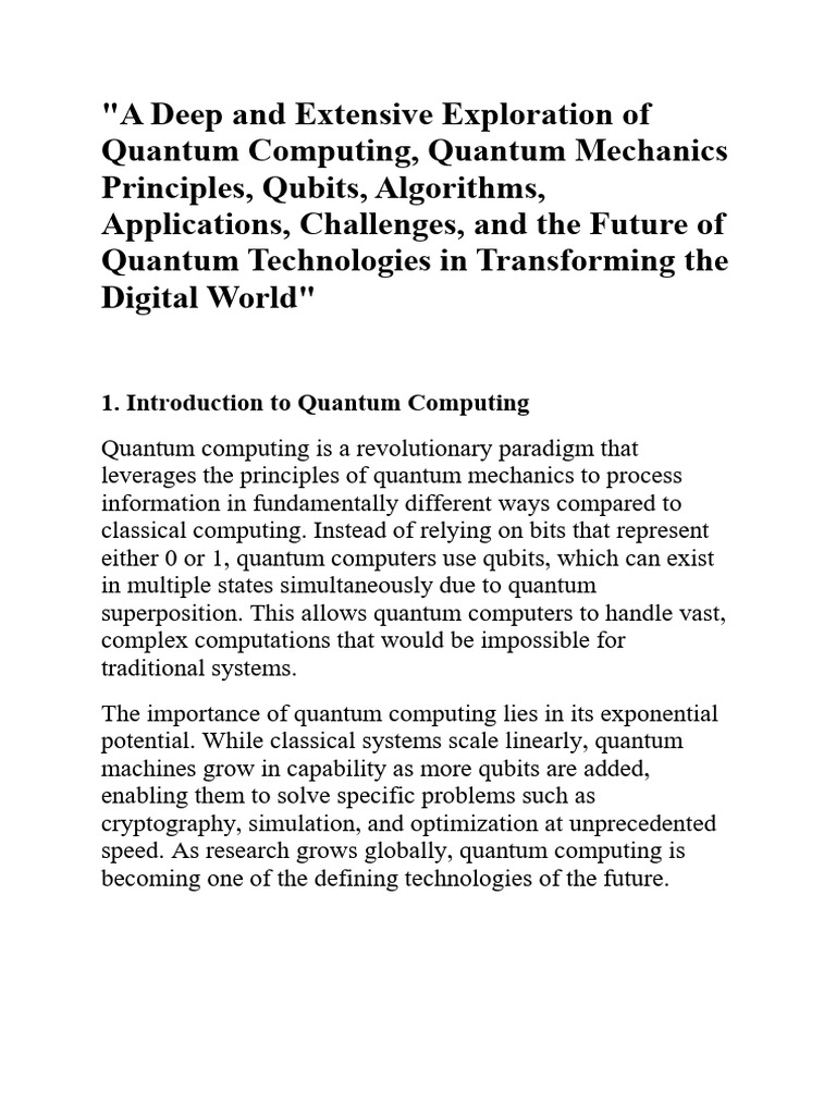 Quantum Computing: Principles and Future | PDF | Quantum Computing ...