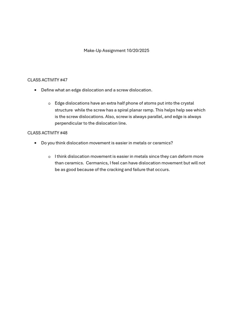 Make Up Assignments | PDF