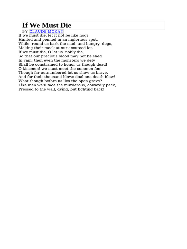If We Must Die | PDF