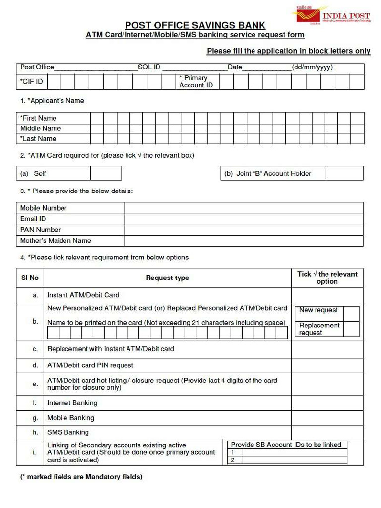 Po Atm Card Form | PDF