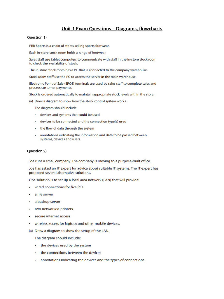 Unit 1 Diagrams Questions No Answers | PDF