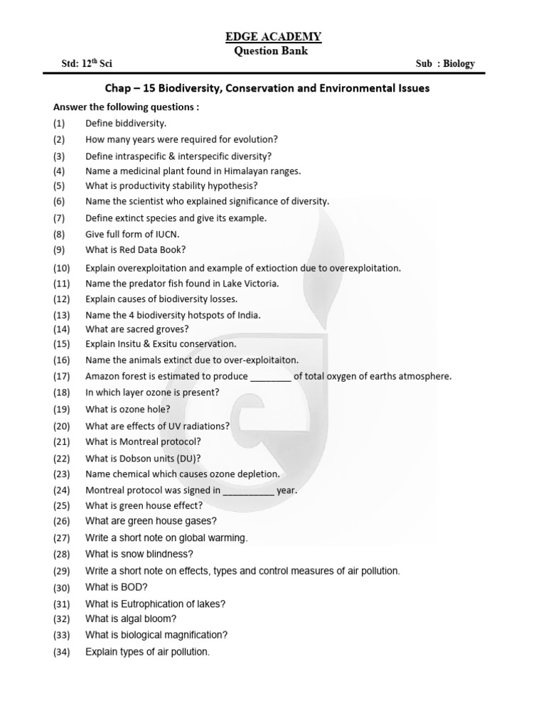 Bio Ques Bank CH - 15 (All Branch) | PDF