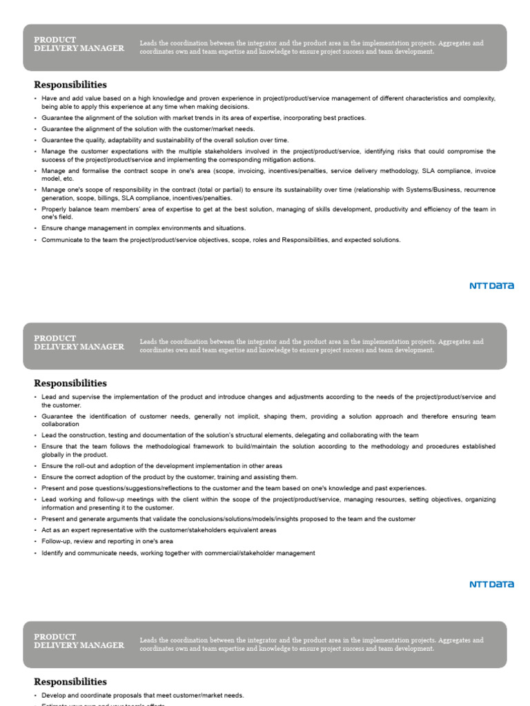 Product Delivery Manager Responsibilities | PDF | Project Management ...