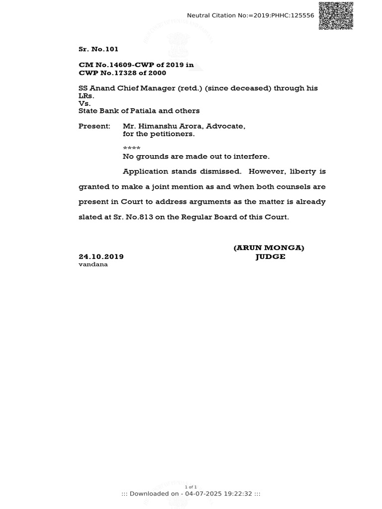 Court Ruling on CWP No.17328 of 2000 | PDF