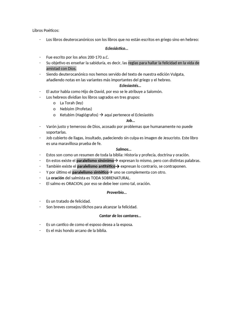 Libros Poéticos y Sabiduría Hebrea | PDF | Jesús | Salmos