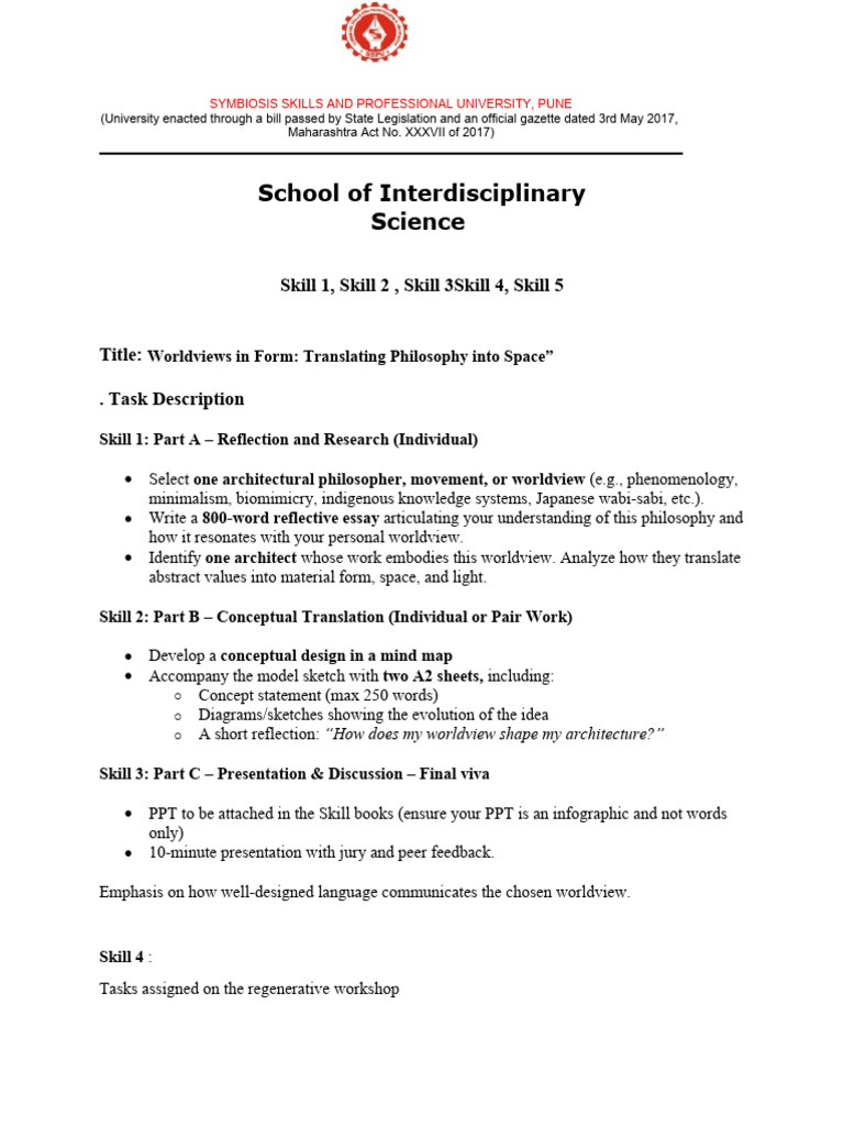 Skill Brief Arch 1-5 Idsc | PDF | Liberal Arts Education